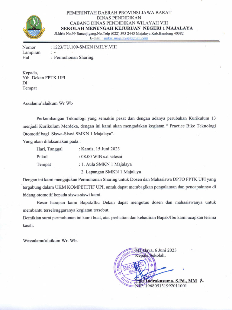 Surat Permohonan Sharing | PDF