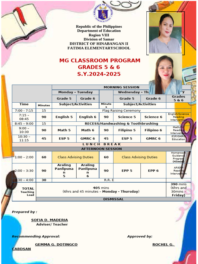 MG Class Program Schedule 56 (Final) | PDF | Educational Organizations ...