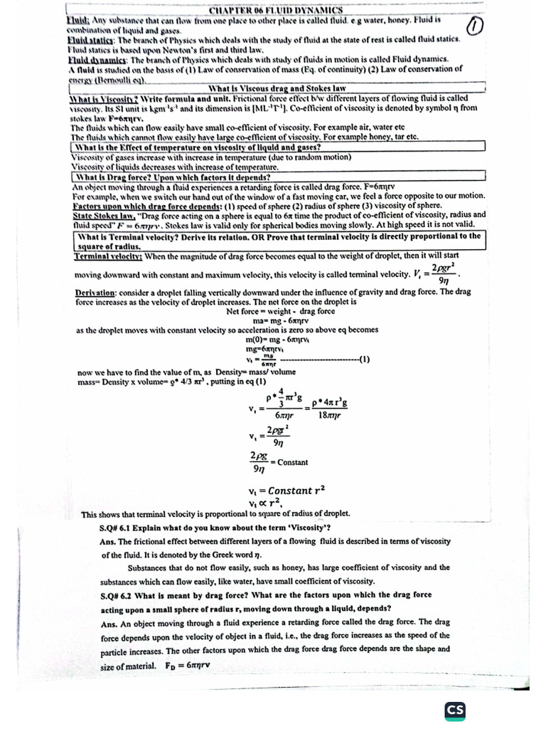 Ch#6(Fluid Dynamics) | PDF
