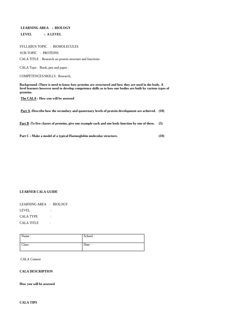 Cala B U 6 biolgy | PDF | Proteins | Data