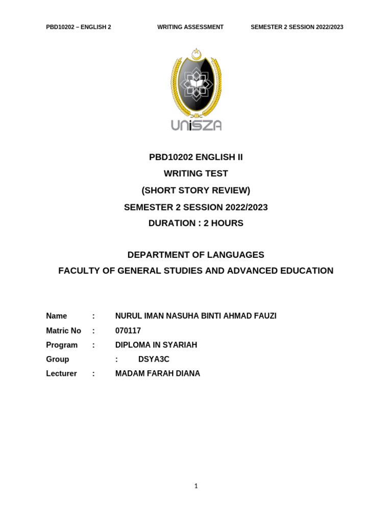 Writing Assessment Answer Booklet 2023 | PDF