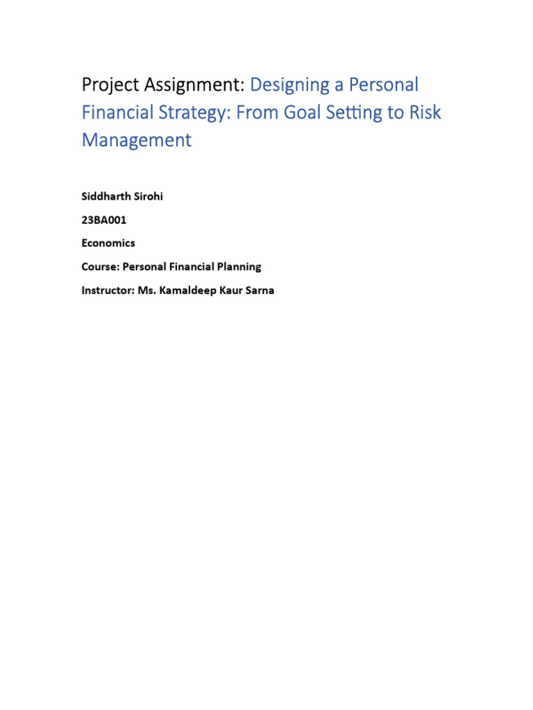 PFP ASSIGNMENT_23BA001 | PDF | Cost Of Living | Investing