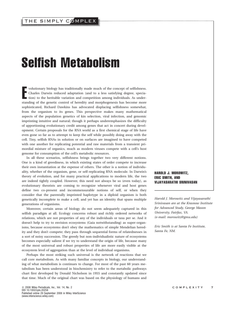 Selfishmet | PDF | Metabolism | Evolution