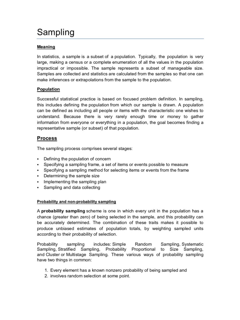 Sampling | PDF | Sampling (Statistics) | Research Methods