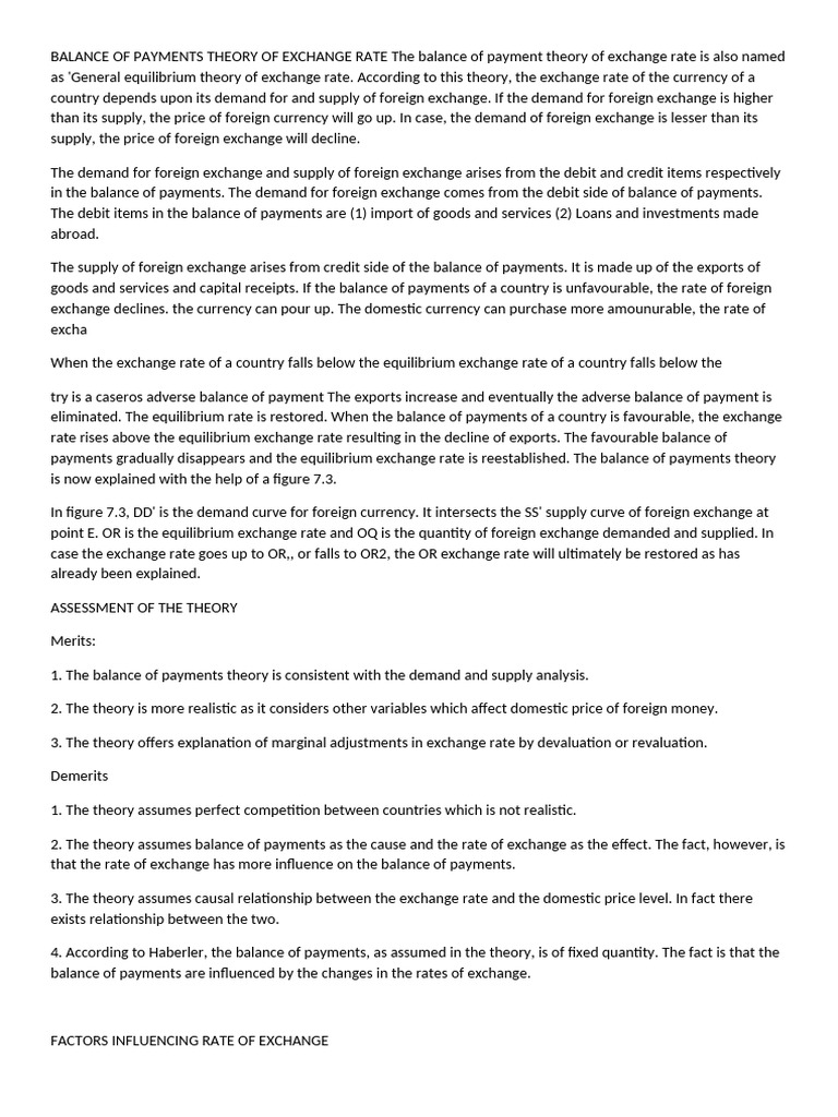 Balance of Payments Theory of Exchange Rate | PDF | Exchange Rate ...