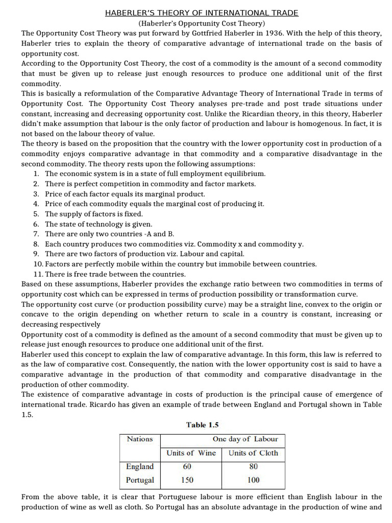 Opportunity Cost Theory | PDF | Comparative Advantage | Economics
