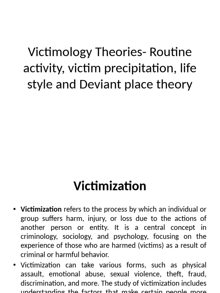 Theories of Victimology | PDF | Victimisation | Crime & Violence
