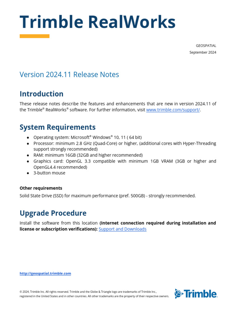 Trimble RealWorks 2024.11 Release Notes | PDF | Trademark | System Software