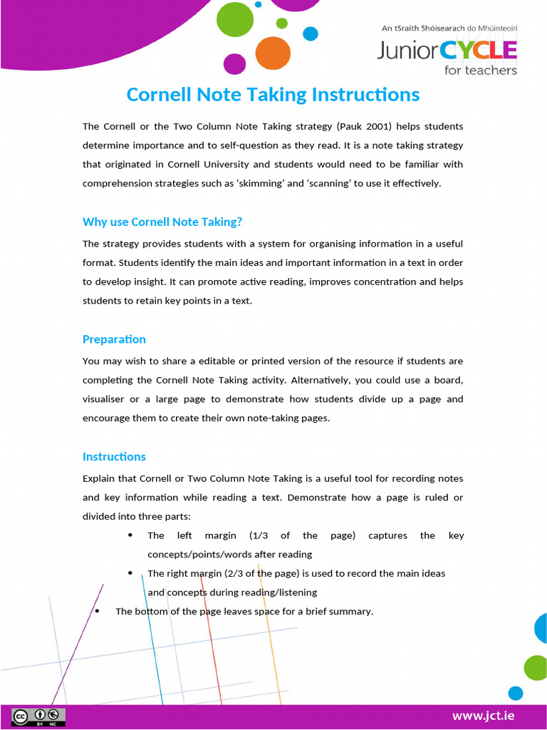 Cornell Note Taking Editable Template | PDF