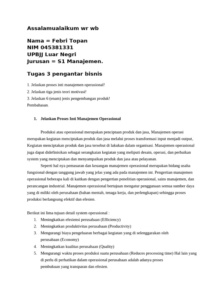 Hi Tugas 3 Pengantar Bisnis | PDF