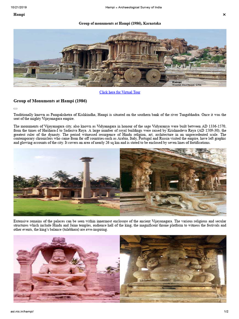 Oup of Monuments Hampi | PDF