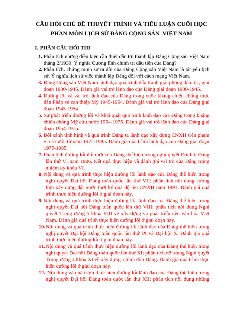 Chu de Tieu Luan LSDCSVN | PDF