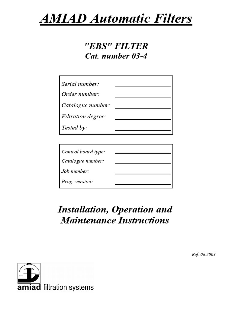 AMIAD Automatic Filters - PSSI AS | PDF | Valve | Switch