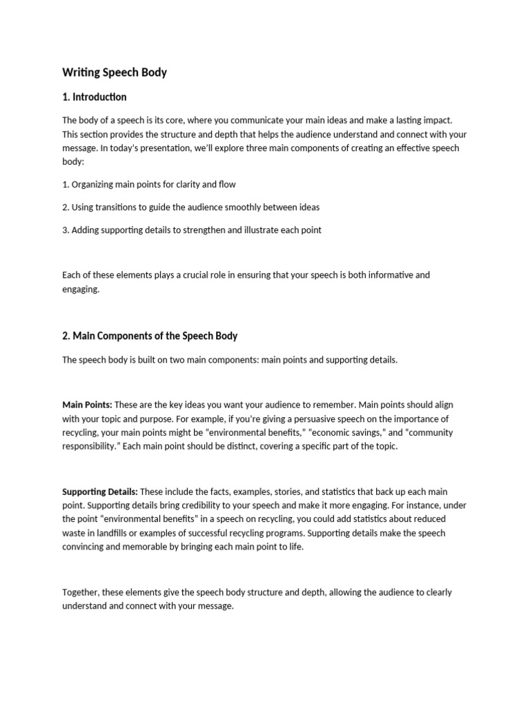 Writing Speech Body | PDF