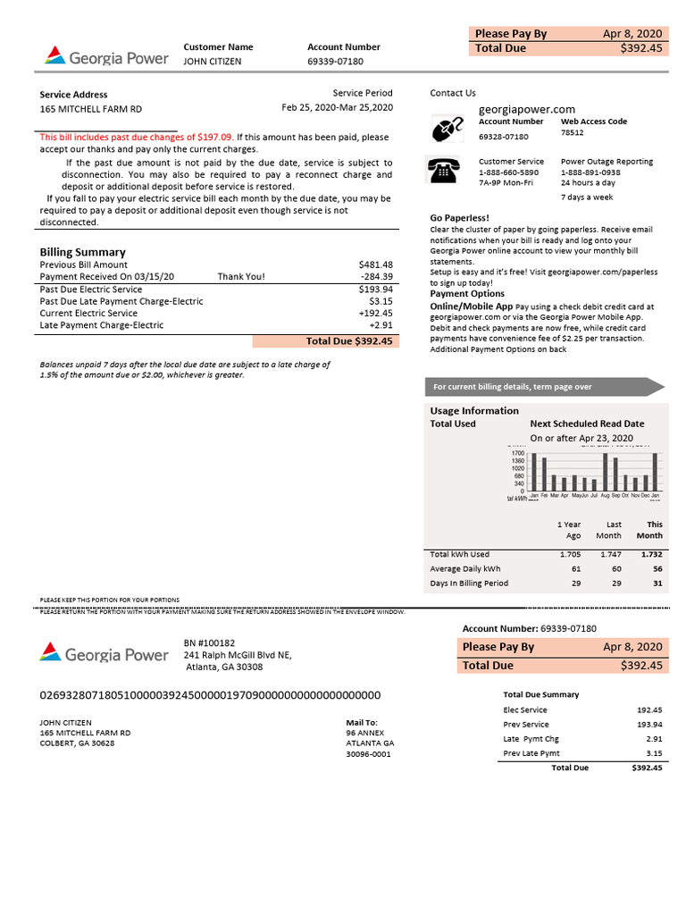 Georgia PowerBillPdf | PDF | Payments | Credit Card