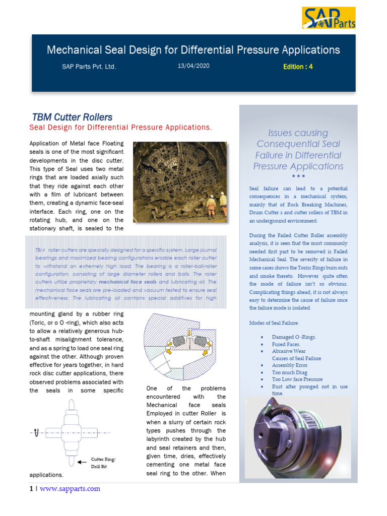 TBM Seal Solutions for Cutter Rollers | PDF | Bearing (Mechanical ...