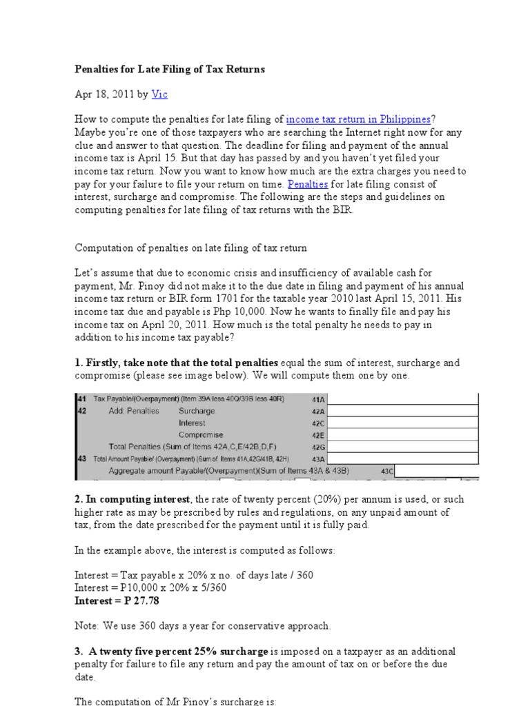 BIR Penalties for Late Tax Filing | PDF | Tax Return (United States ...