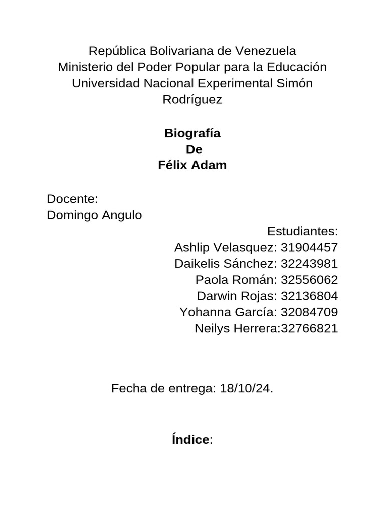 Félix Adam 22222222 | PDF | Universidad | Venezuela