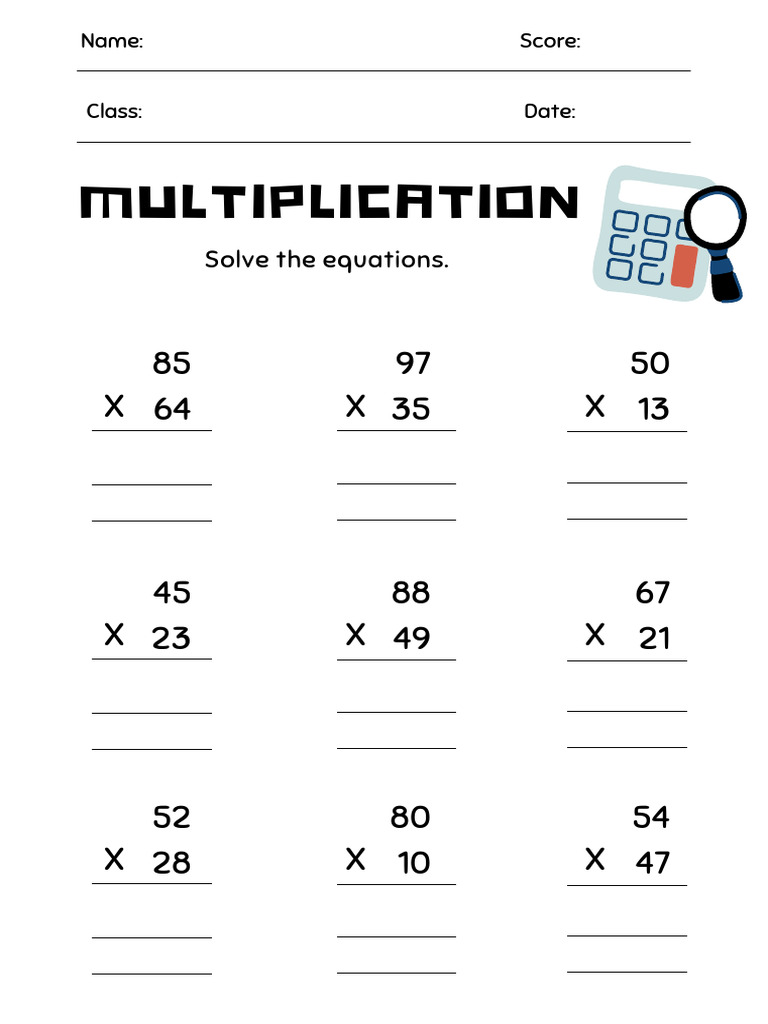 Print-Friendly Column Multiplication PDF | PDF