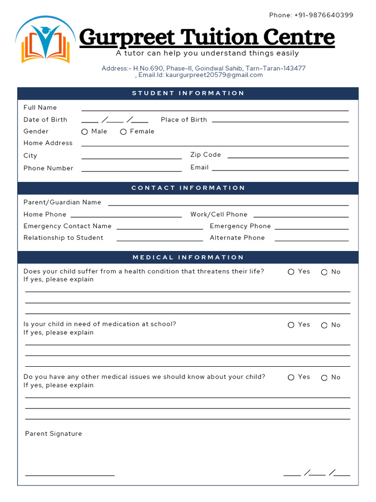 Institute Registration Form | PDF