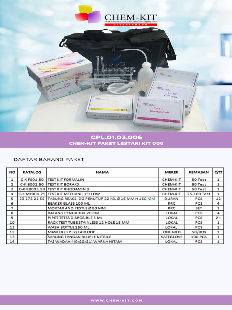 Chem-Kit Paket Lestari Kit 006: D Aftar Baran G Paket | PDF