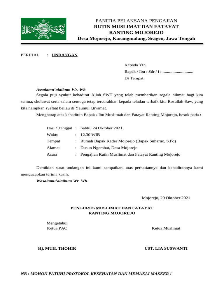 Undangan Rapat Nu | PDF