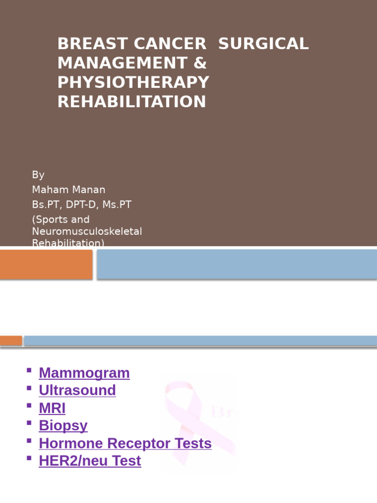Breast Cancer Surgery & Rehab Guide | PDF | Breast Cancer | Ovarian Cancer