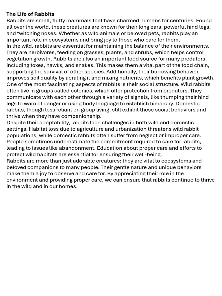Understanding Rabbit Ecology and Care | PDF
