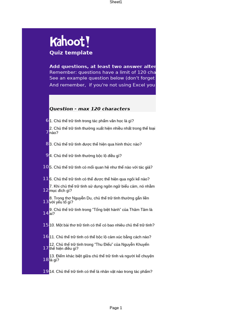 Kahoot Quiz Template | PDF