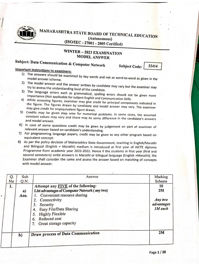 2023 Winter Model Answer Paper (Msbte Study Resources) | PDF