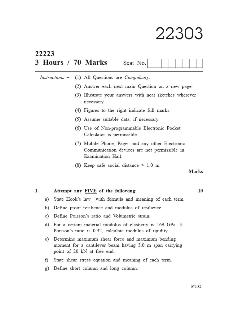 22303-2023-Summer-question-paper[Msbte study resources] | PDF | Young's ...