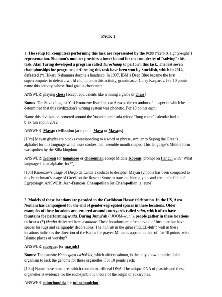 QUIZBOWL_PACK_1 | PDF | Ovary | Redox