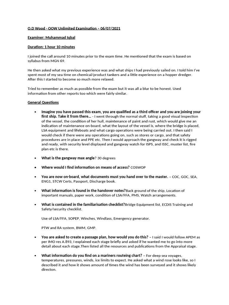 OOW Unlimited Exam Insights and Tips | PDF | Compass | Fires
