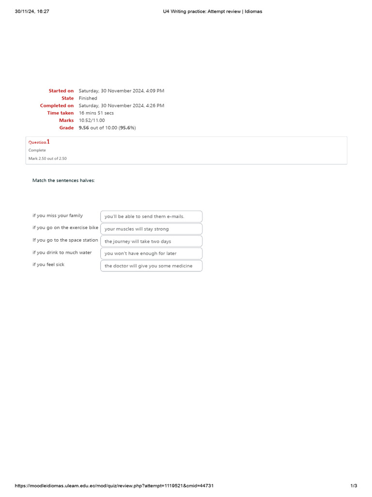 U4 Writing Practice_ Attempt Review _ Idiomas | PDF