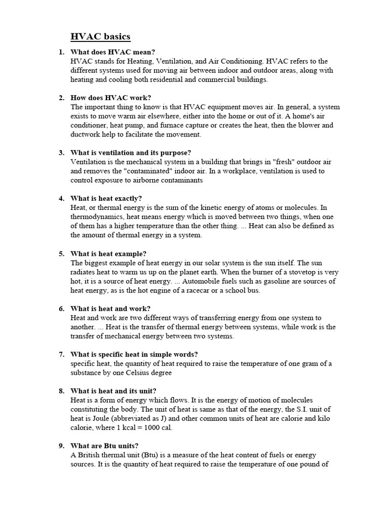 Interview Questions For HVAC For MEP | PDF | Humidity | Air Conditioning