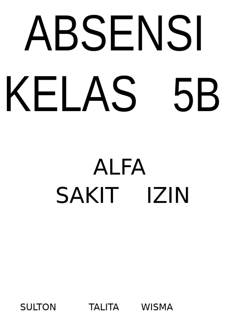 Absensi Kelas 5B | PDF