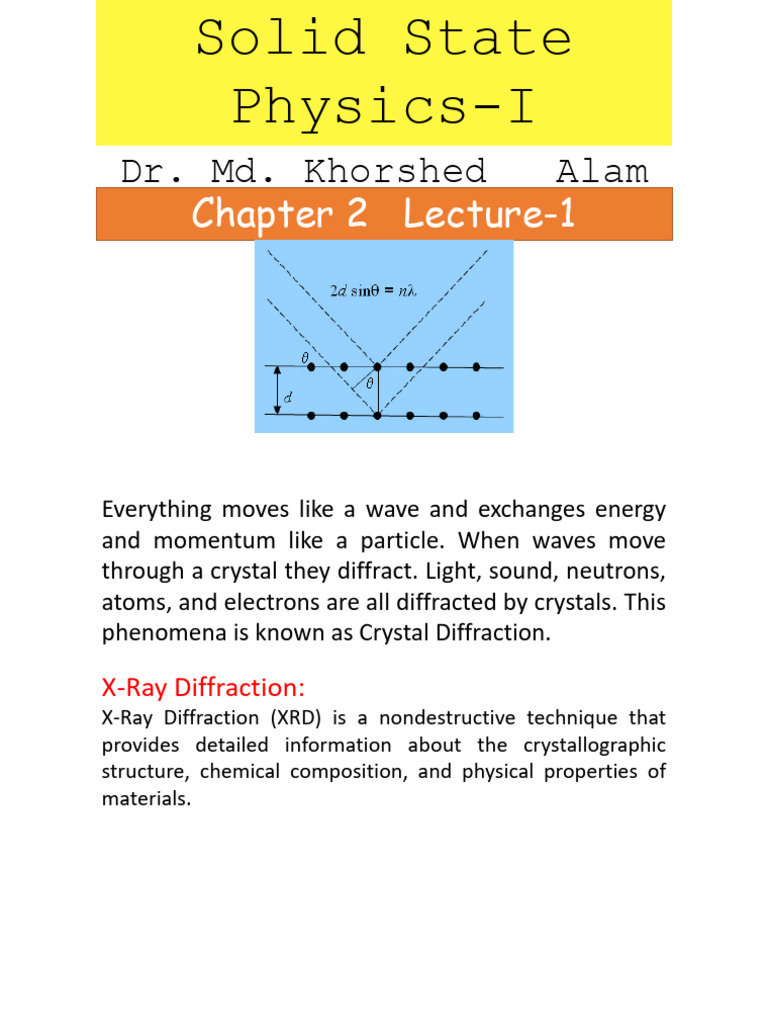 Lecture-1 - Crystal Diffraction | PDF | X Ray Crystallography | Diffraction
