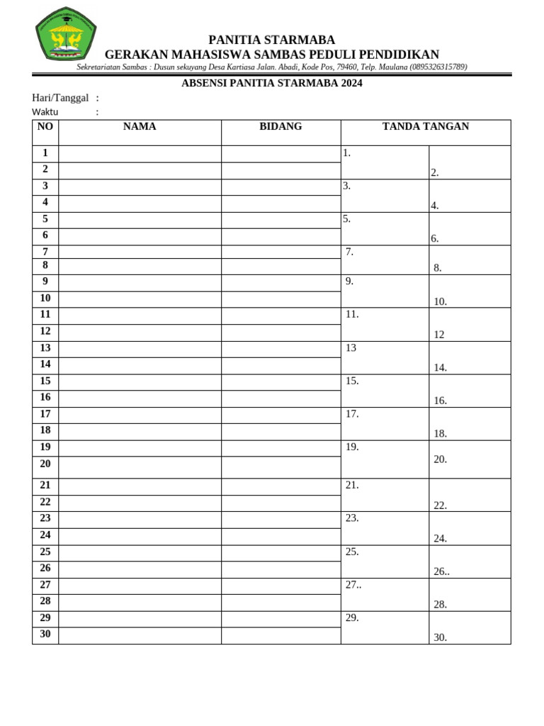 Absensi Panitia PELANTIKAN (3) (1)6 | PDF