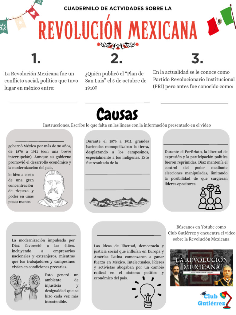 Cuadernillo de Actividades de la Revolución Mexicana por Club Gutiérrez ? | PDF | revolución ...