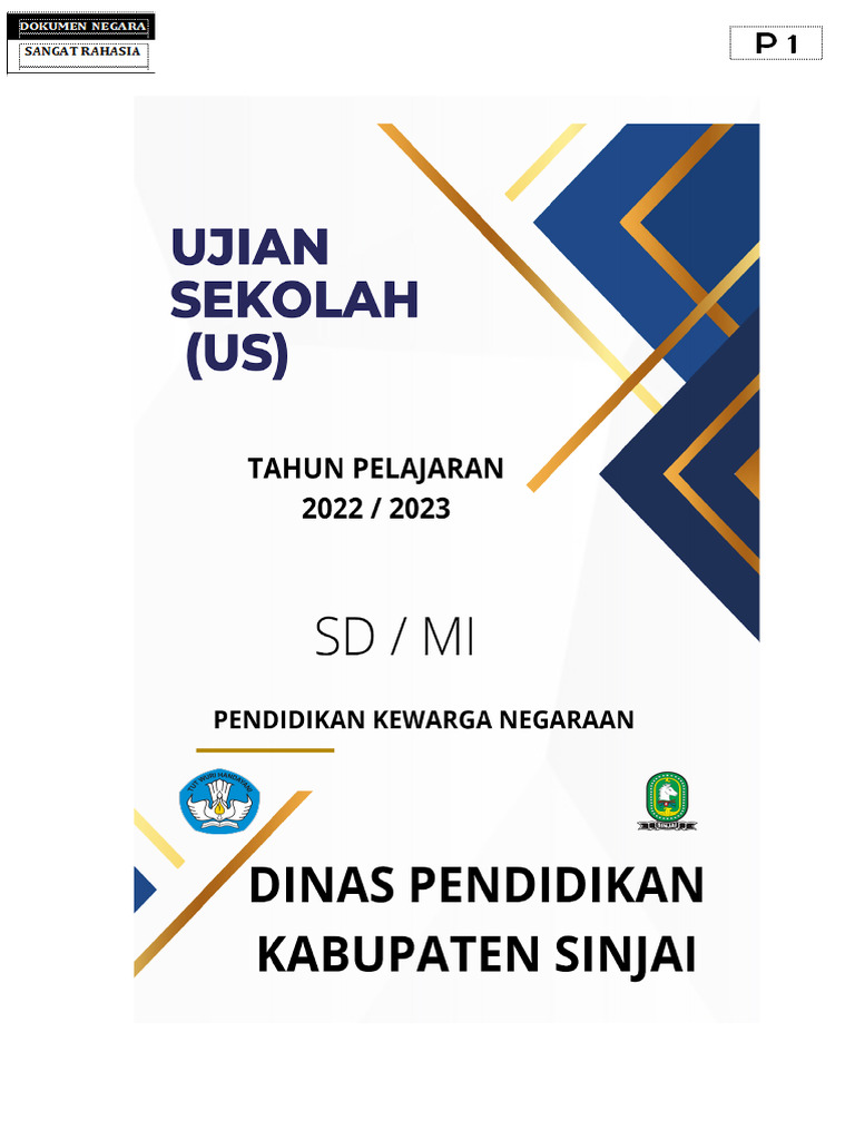 Salinan Dari SOAL US PKN TEMATIK 2023 - Google Dokumen | PDF