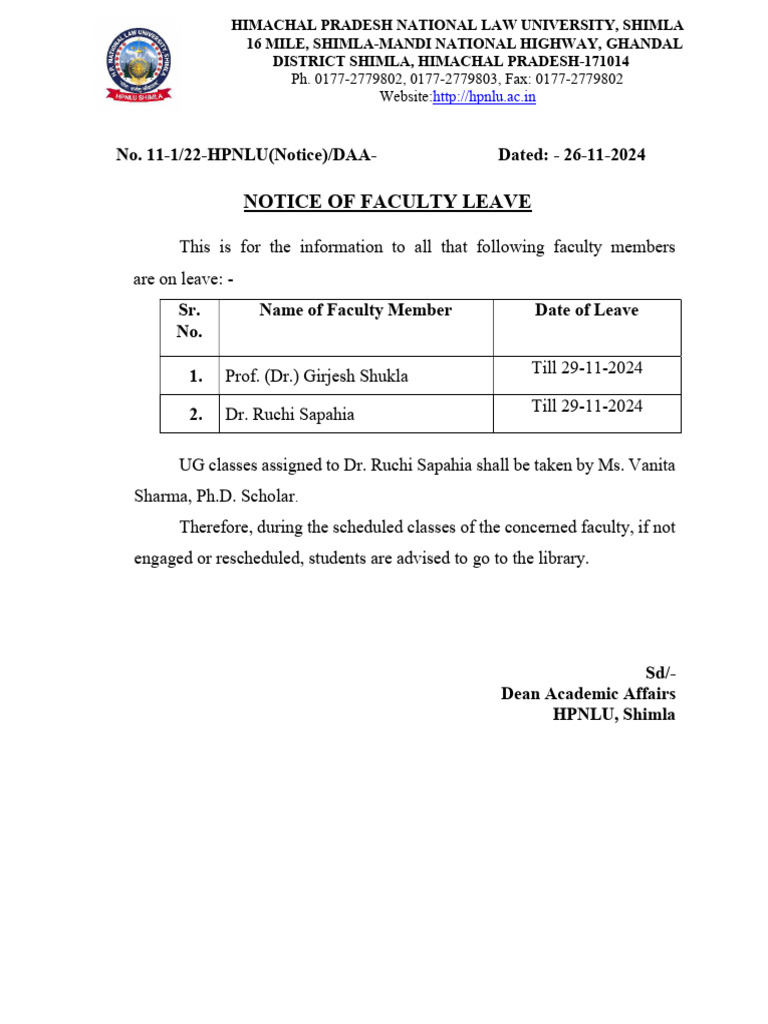 Leave Notice-57 | PDF