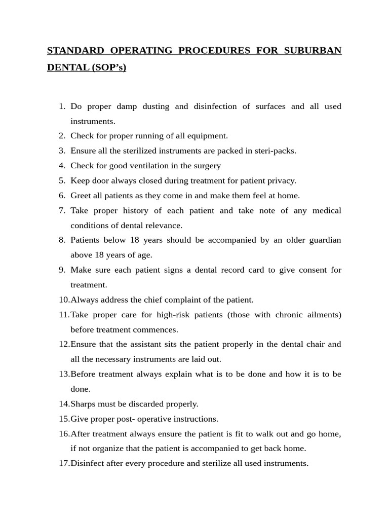 SUBURBAN STANDARD OPERATING PROCEDURES | PDF