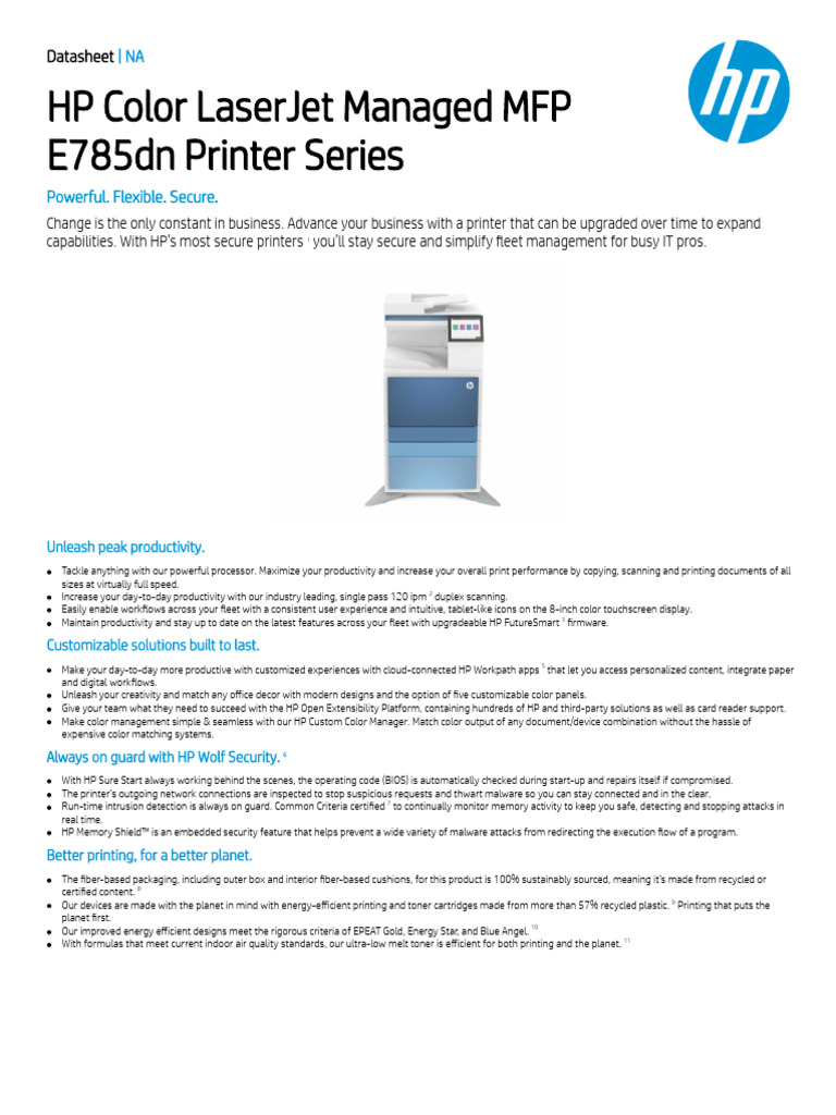 HP Color LaserJet Pro MFPE78523DN Printer A3 SIZE | PDF | Image Scanner ...