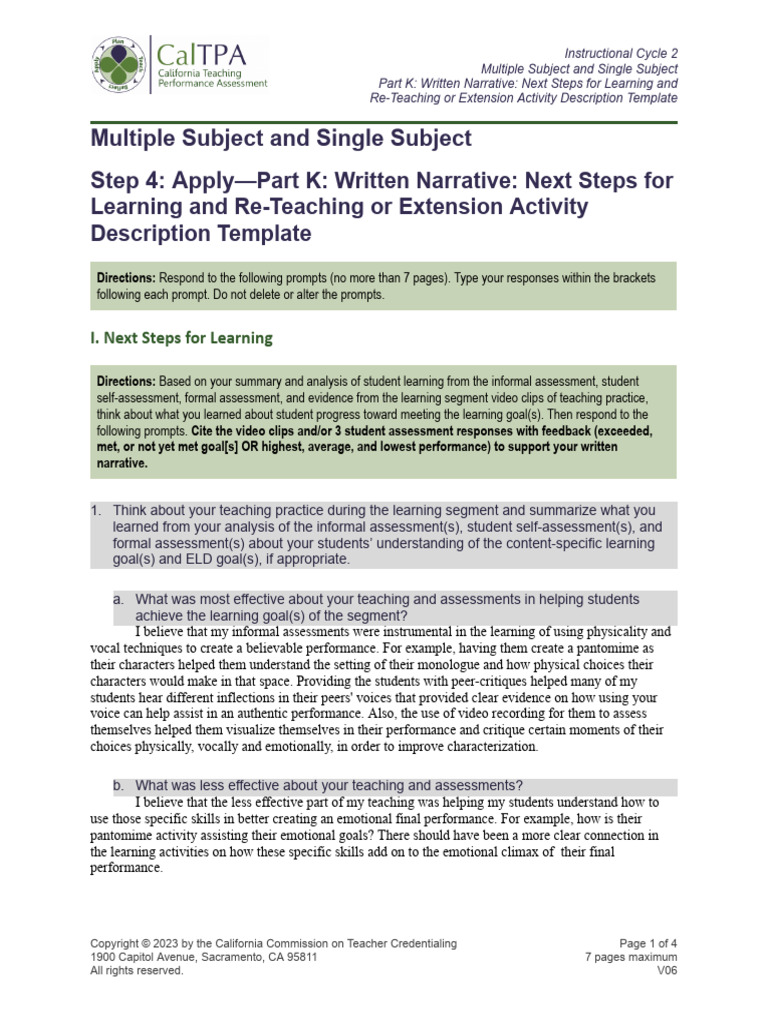 CalTPA - C2 - S4 - K - ReteachingOrExtensionActivityDescription - Docx ...