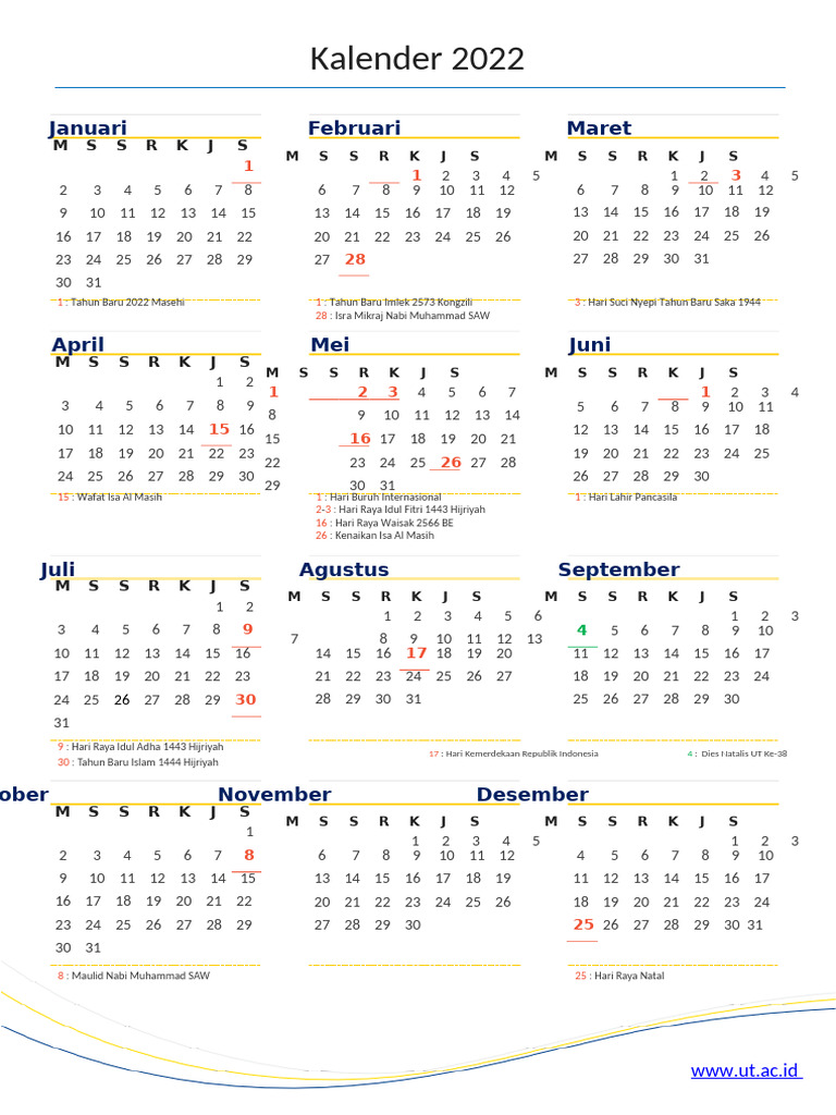 Kalender-Masehi-2022-Sederhana-A4-Simple-Calendar | PDF