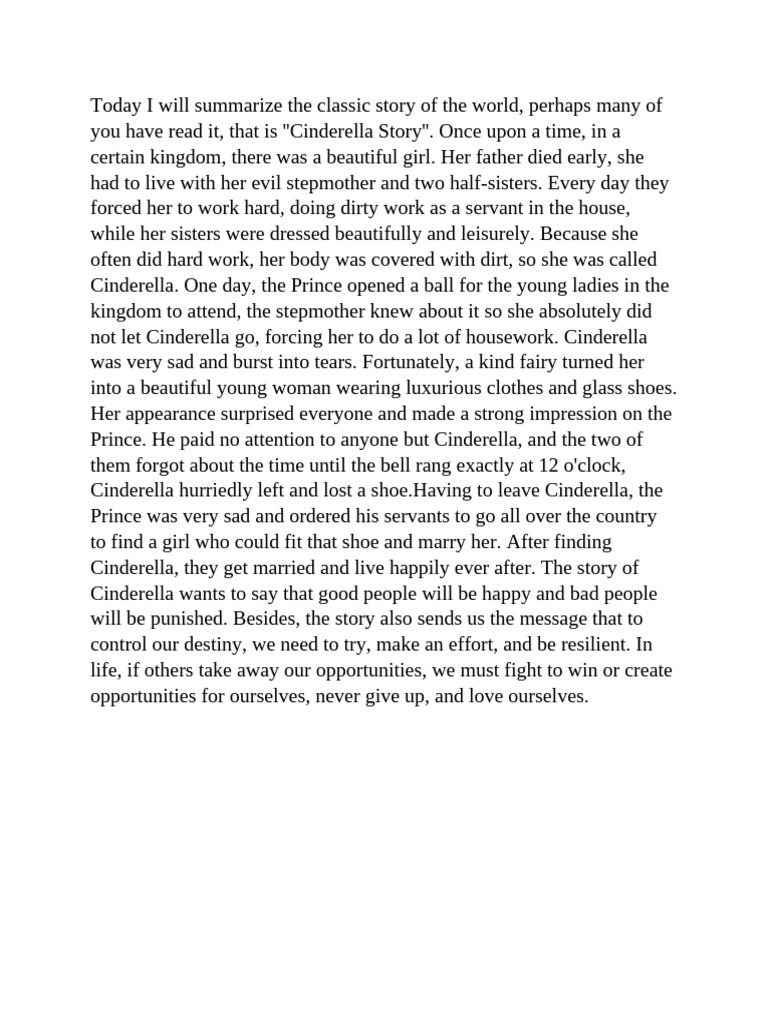 Summary of the Cinderella Story | PDF
