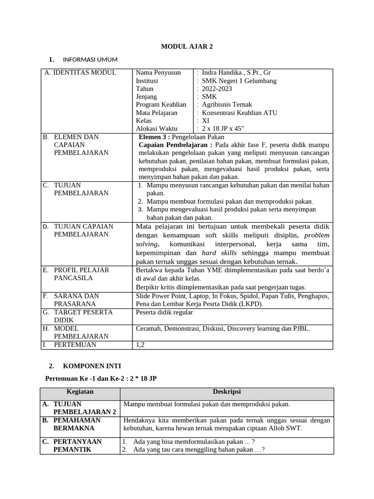 Modul Ajar Elemen MPK 3 TP 2 | PDF