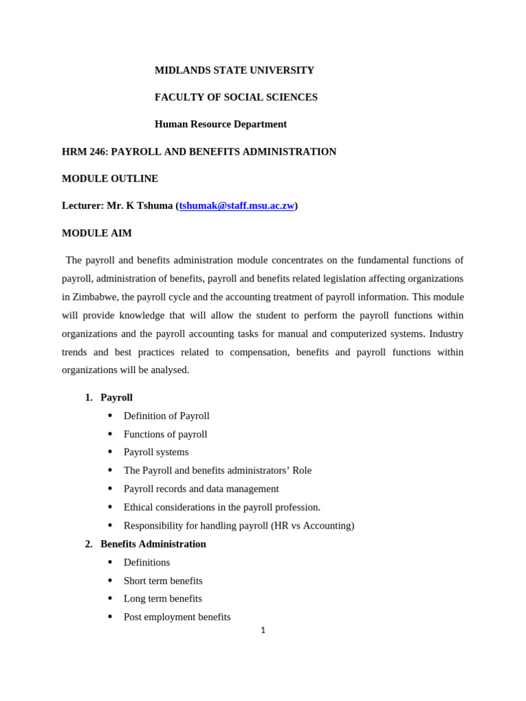 Payroll and Benefits Administration Notes. | PDF | Cost Of Living | Payroll