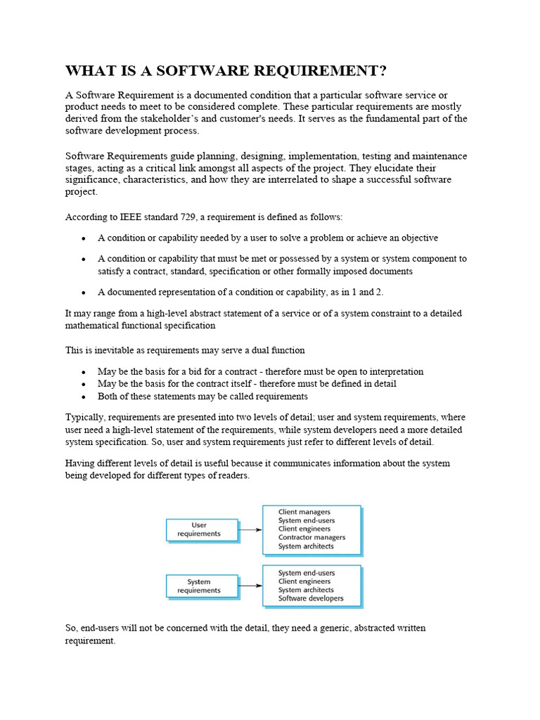What Is A Software Requirement | PDF | Usability | System