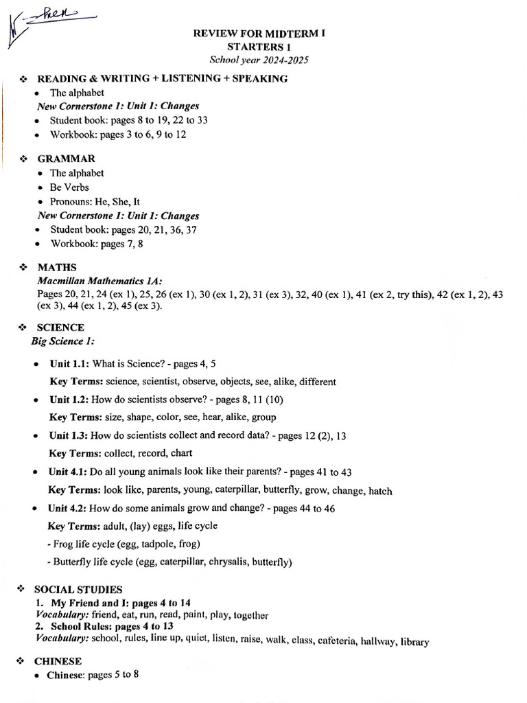 Review Midterm 1 Starters 1 | PDF